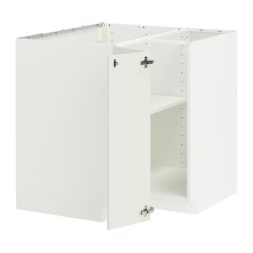 METOD - corner base cabinet with shelf, white/Veddinge white, 88x88x80 ...