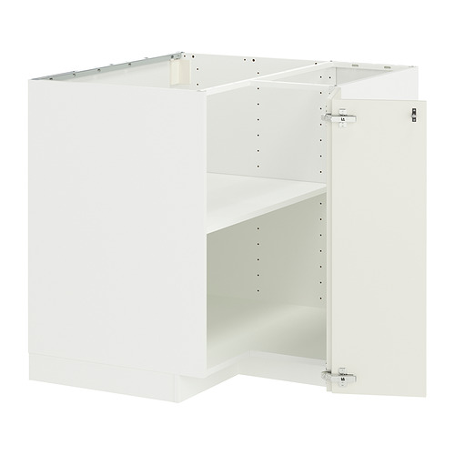 METOD - corner base cabinet with shelf, white/Veddinge white, 88x88x80 ...