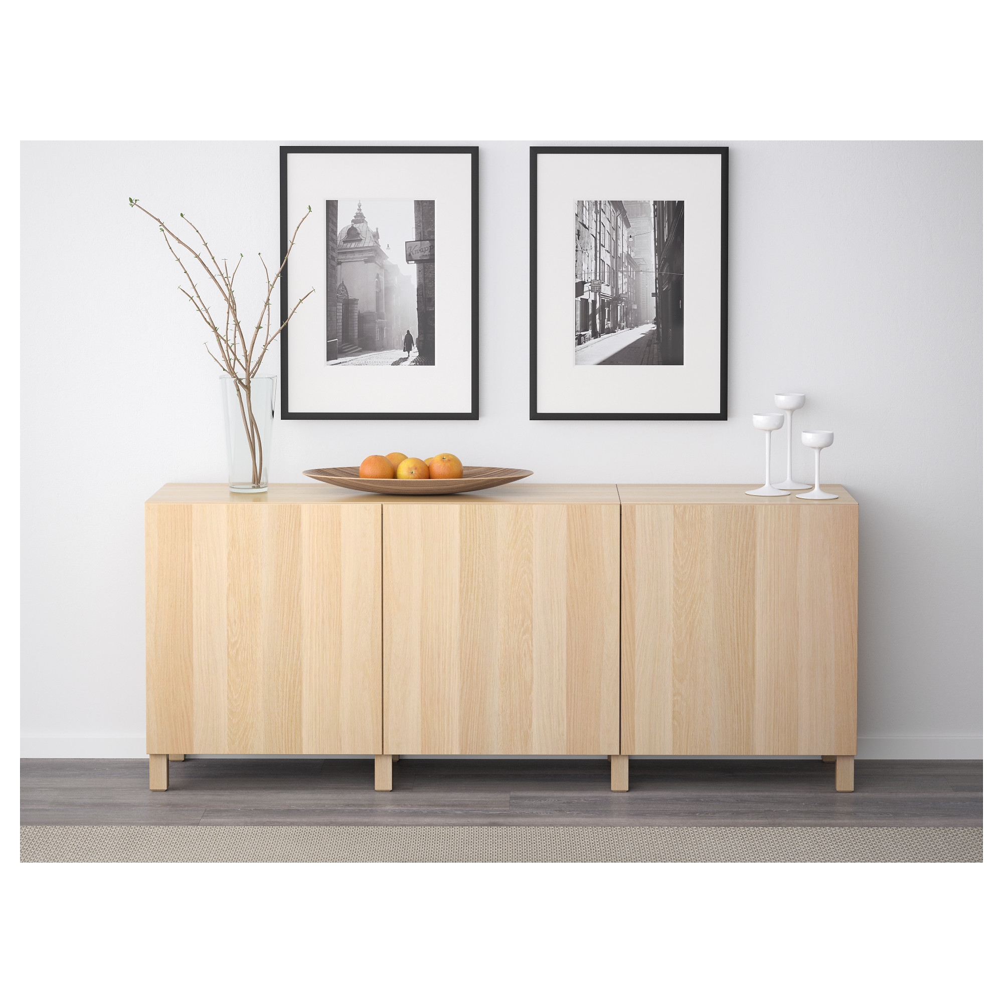 BESTÅ - storage combination with doors, Lappviken white stained oak ...