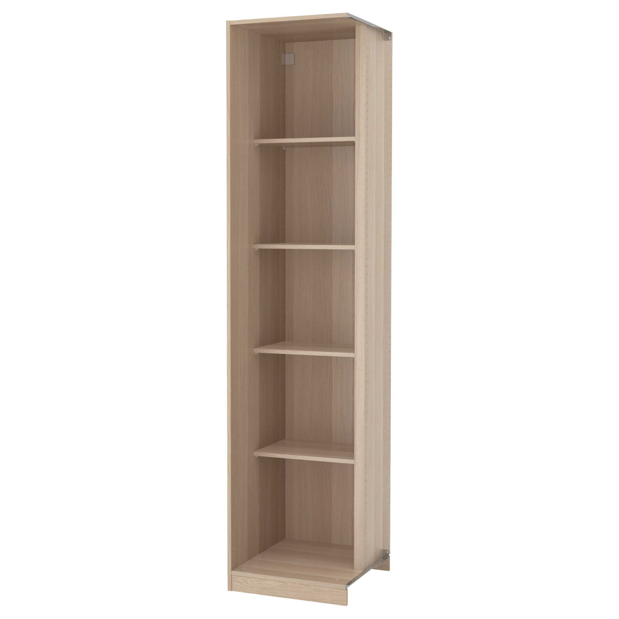 PAX - add-on corner unit with 4 shelves, white stained oak effect ...