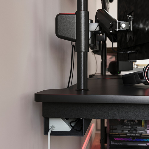 MÅLOMRÅDE - gaming desk sit/stand, with monitor arms/electric black ...