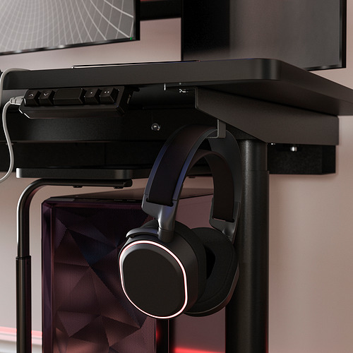 MÅLOMRÅDE - gaming desk sit/stand, with monitor arms/electric black ...