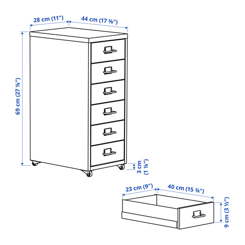 HELMER - drawer unit on castors, white, 28x44x69 cm | IKEA Hong Kong ...