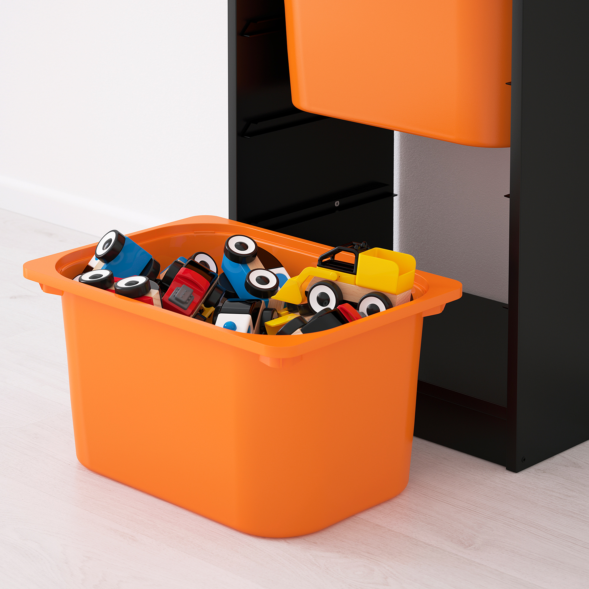 TROFAST - storage combination with boxes, black/yellow orange | IKEA ...