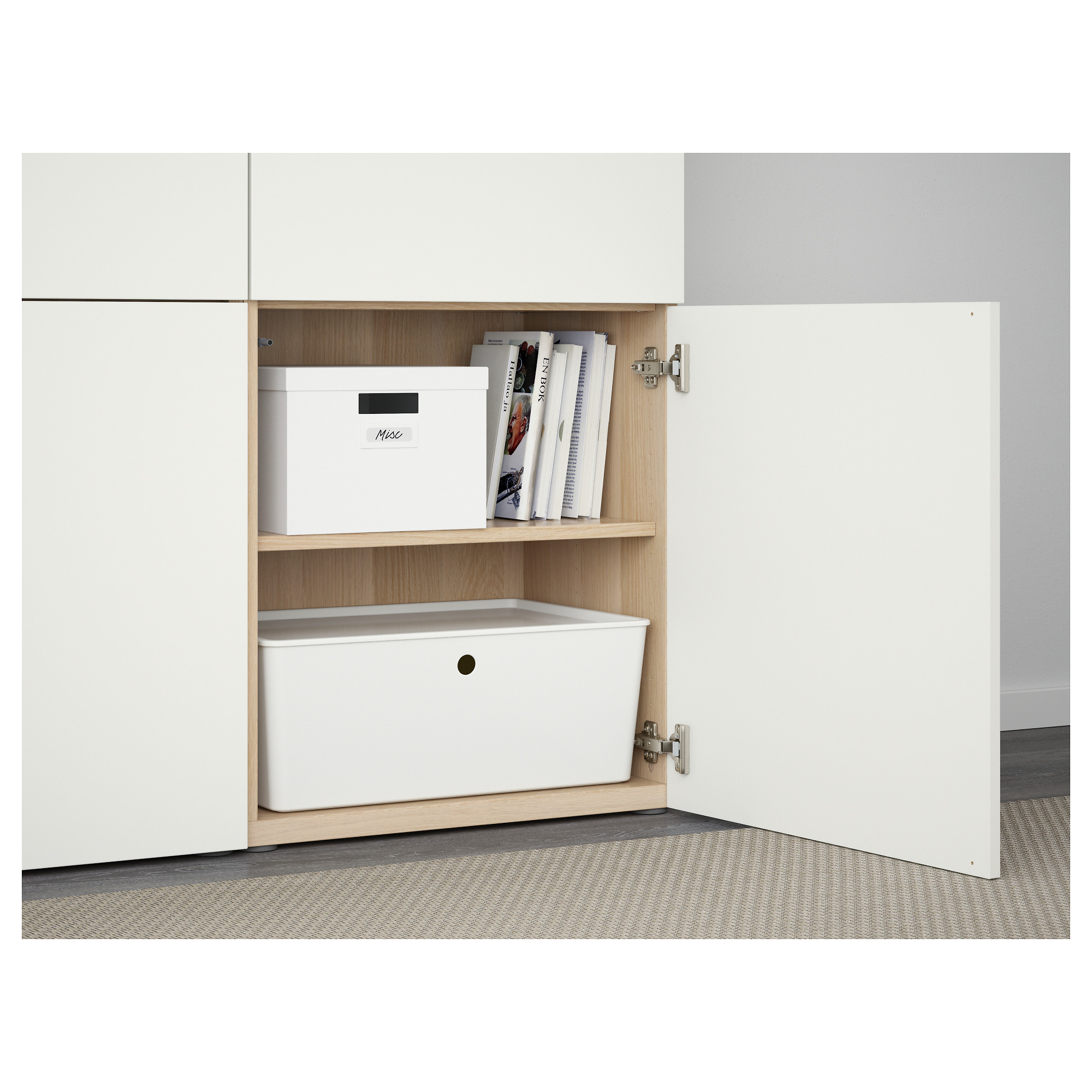 BESTÅ - storage combination with doors, white stained oak effect ...